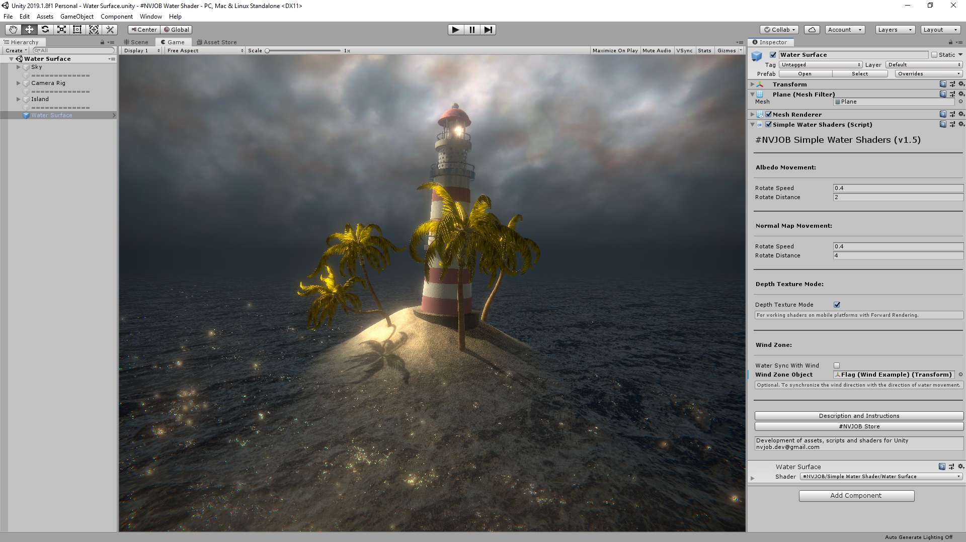 Simple Water Shaders. Component Settings (/ Simple Water Shaders). Nicholas Veselov Unity ...